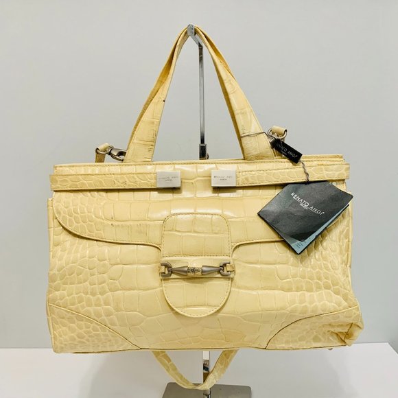 Renato Angi | Bags | Renato Angi Venezia Croco Stamped Leather Satchel ...